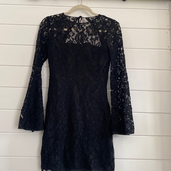 Express | Dresses | Express Black Lace Bell Sleeve Mini Dress | Poshmark
